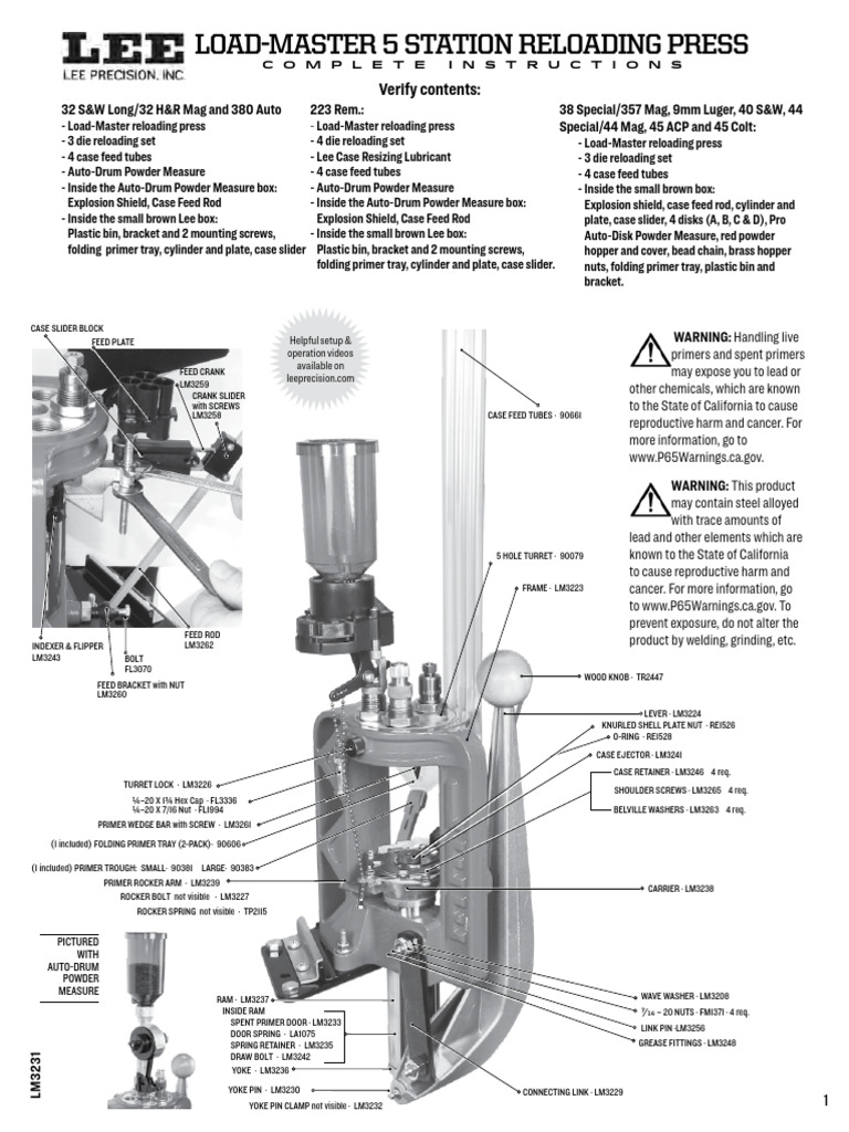 Lee Progressive Reloader | PDF | Rifle | Projectile Weapons