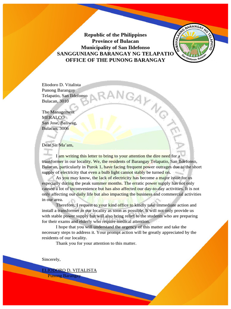 Meralco Request Letter | PDF