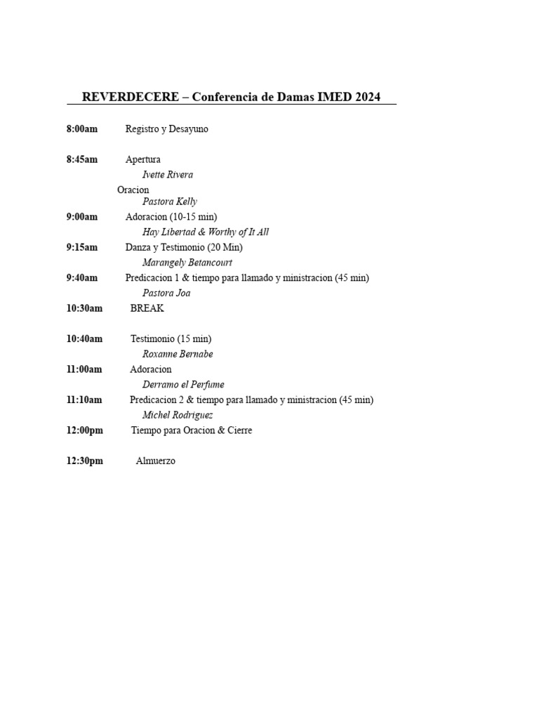 Conferencia de Damas IMED 2024 | PDF