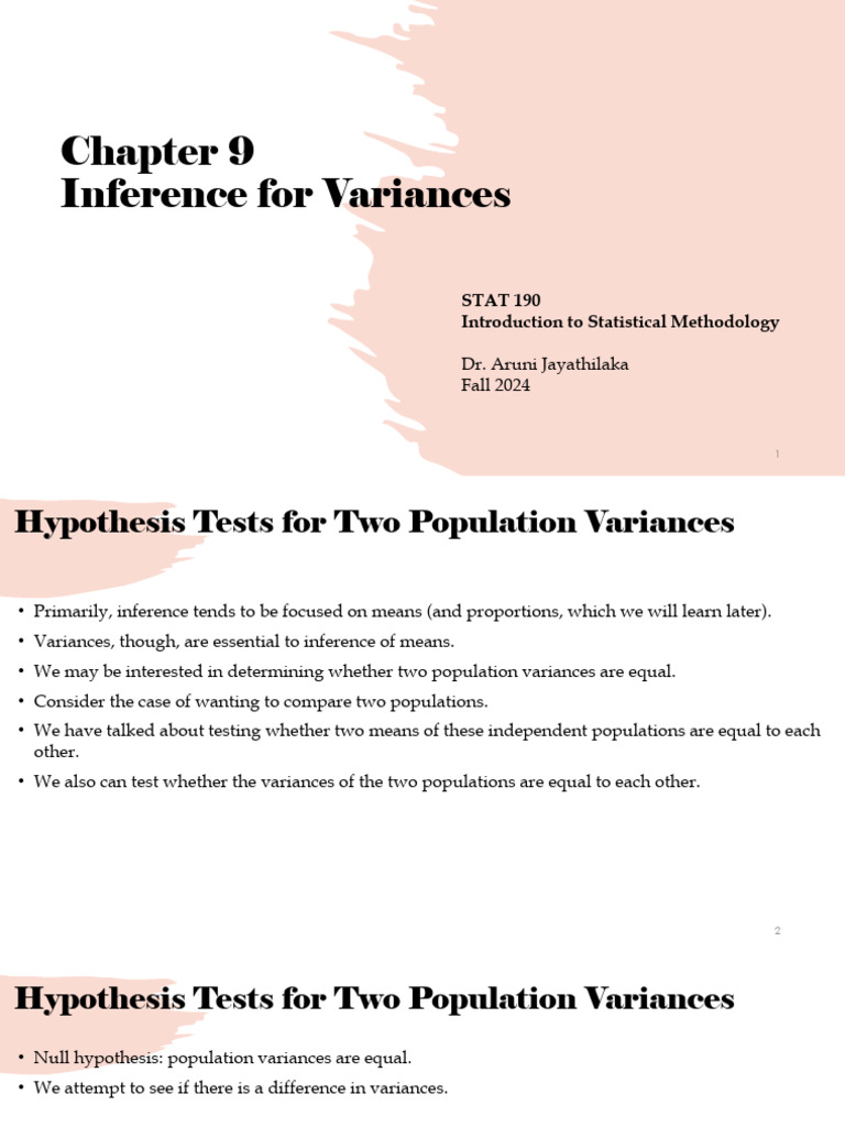 Chapter9_inf_varaince - Student(1) | PDF | P Value | Research Methods