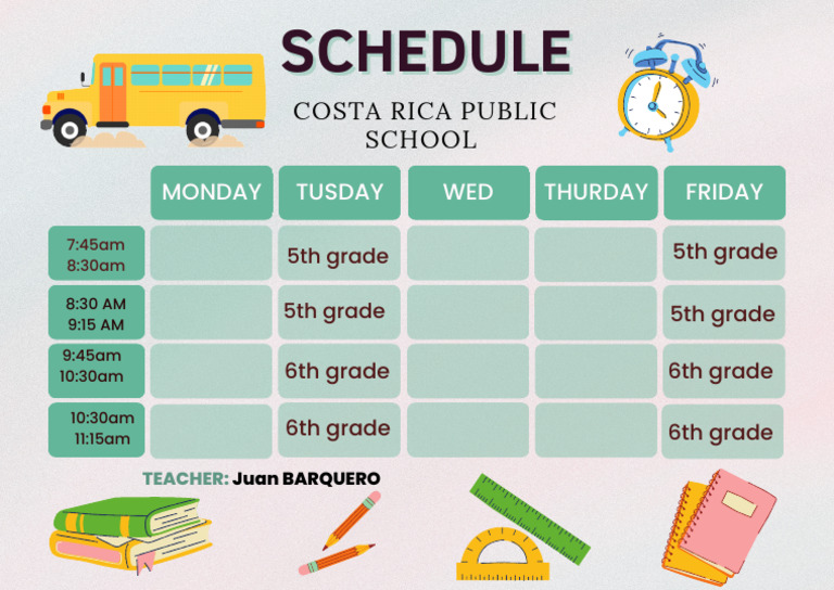 Horario Clases Multicolor Juvenil | PDF