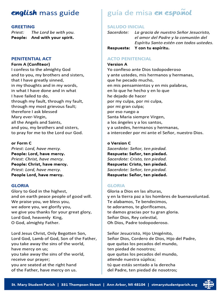 English Spanish Mass Guide | PDF | Teología | Teología sistemática