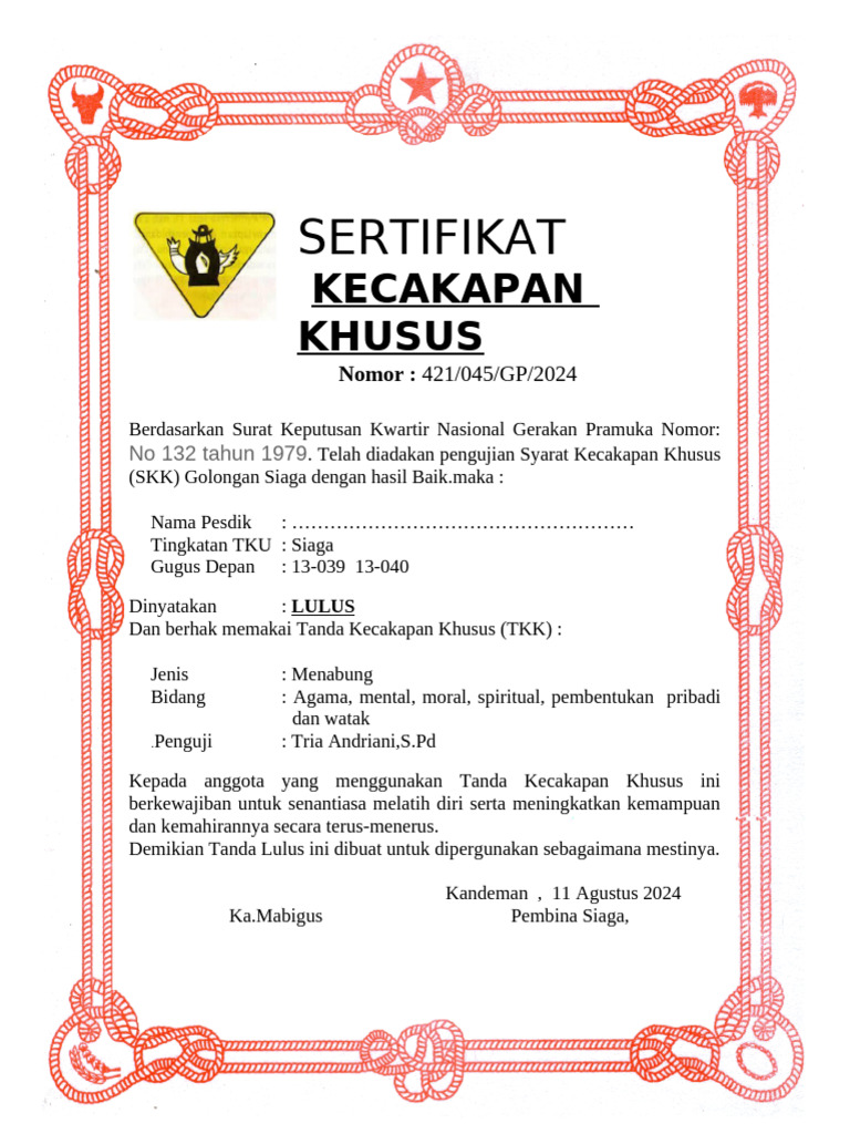 Sertifikat TKK | PDF