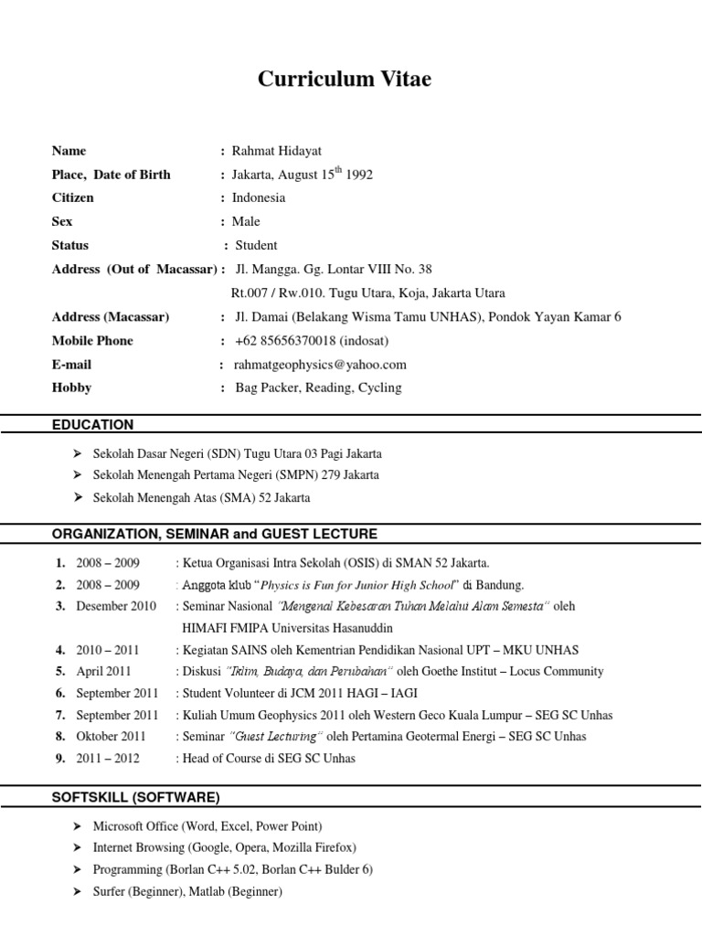 CV Rahmat | PDF | Komputer | Teknologi & Rekayasa