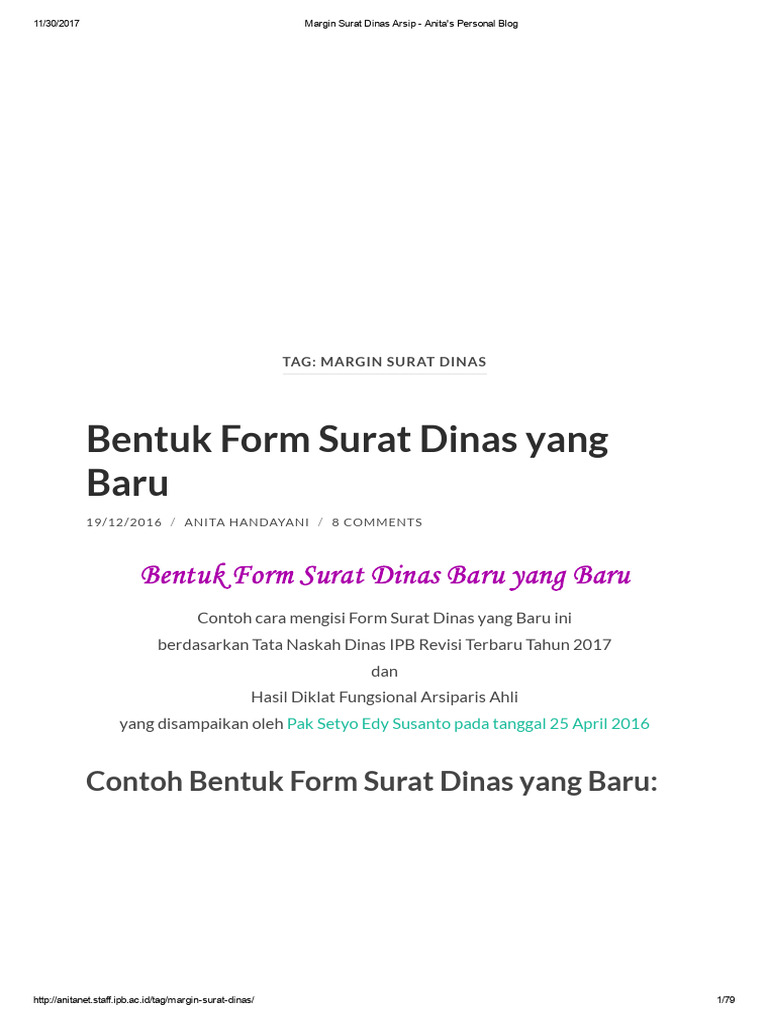 Aturan Margin Surat Dinas Resmi | PDF