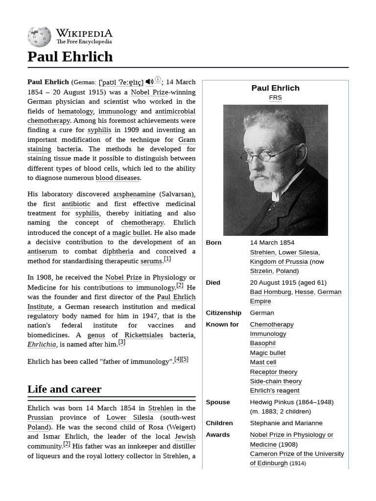Paul_Ehrlich | PDF | Immunology | Medical Specialties