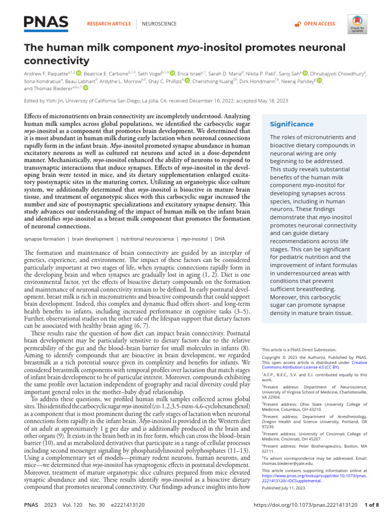 MYO-INOSITOL | PDF | Synapse | Brain