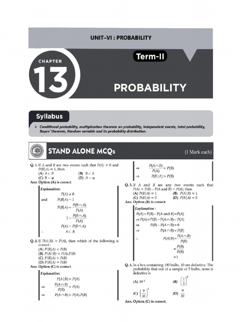 Probability Class 12 | PDF