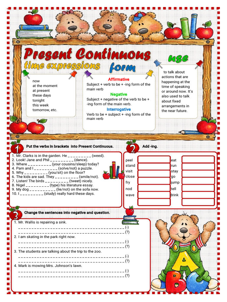 Present Continuous Tense Guide | PDF