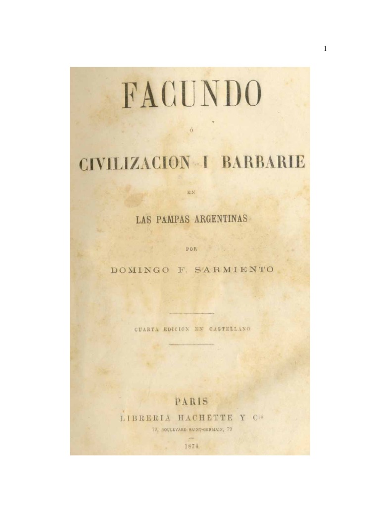 Facundo. Civilización y Barbarie en Las Pampas Argentinas - Domingo F. Sarmiento | Descargar ...