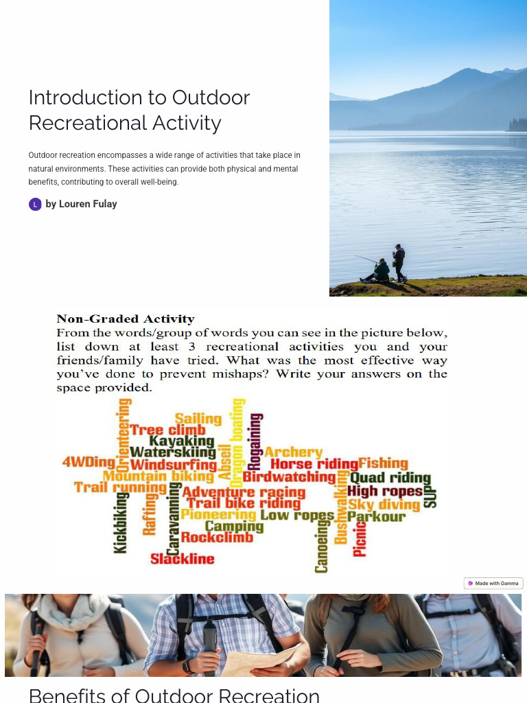 SC Introduction To Outdoor Recreational Activity | PDF | Outdoor ...