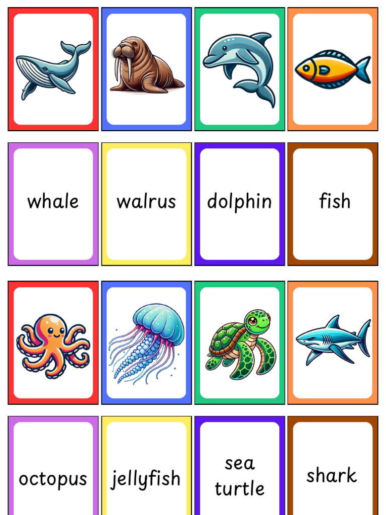 Sea Creatures Flashcards V2 | PDF