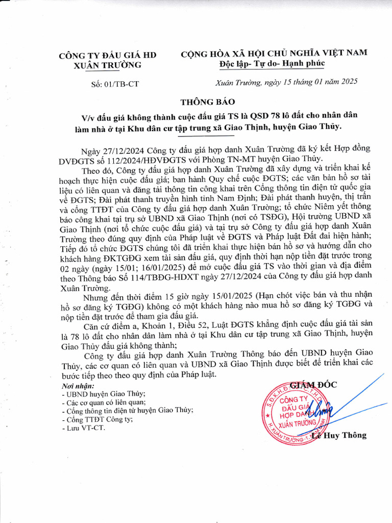 Đấu Giá Tài Sản Tại Giao Thịnh | PDF