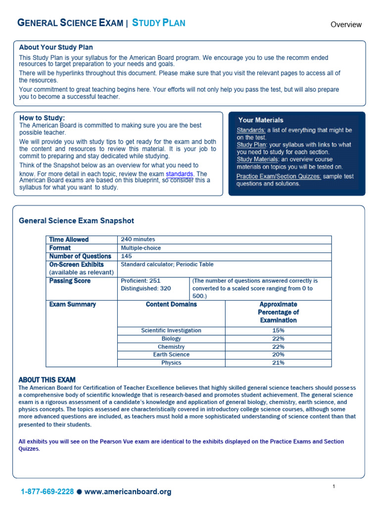 General Science Exam Study Plan | PDF | Biology | Dna