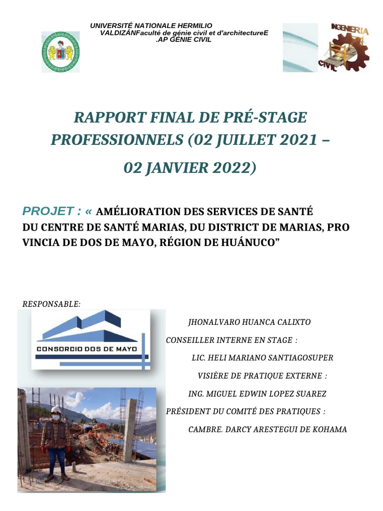 Rapport Final DE PRATIQUES EN INGÉNIERIE CIVILE | PDF | Ingénierie