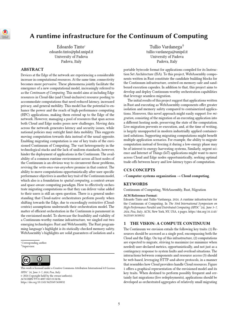 A Runtime Infrastructure For The Continuum of Computing | PDF | Cloud Computing | Computing