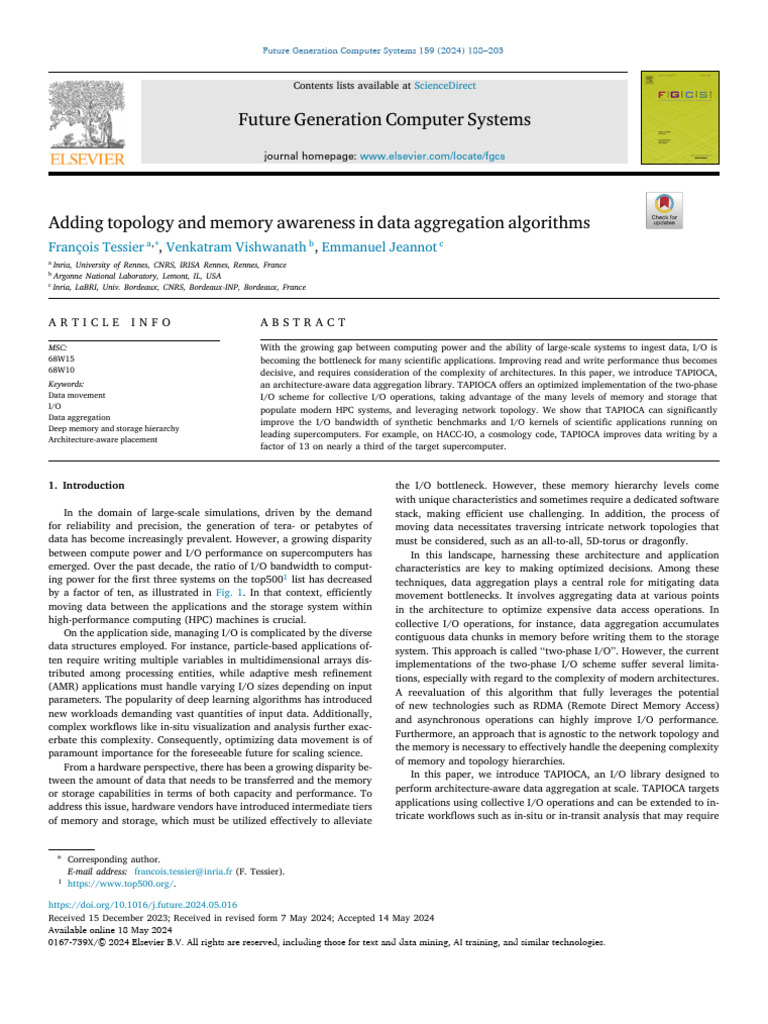 Adding topology and memory awareness in data aggregation algorithms ... Adding topology and memory awareness in data aggregation algorithms ...
