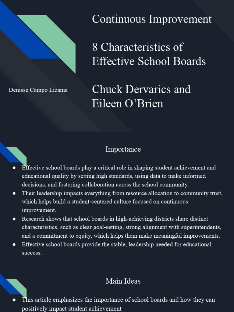 Characteristics of Effective School Boards | PDF | Leadership ...