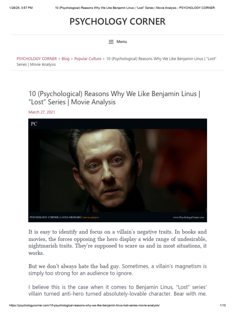 10 (Psychological) Reasons Why We Like Benjamin Linus - "Lost" Series - Movie Analysis ...