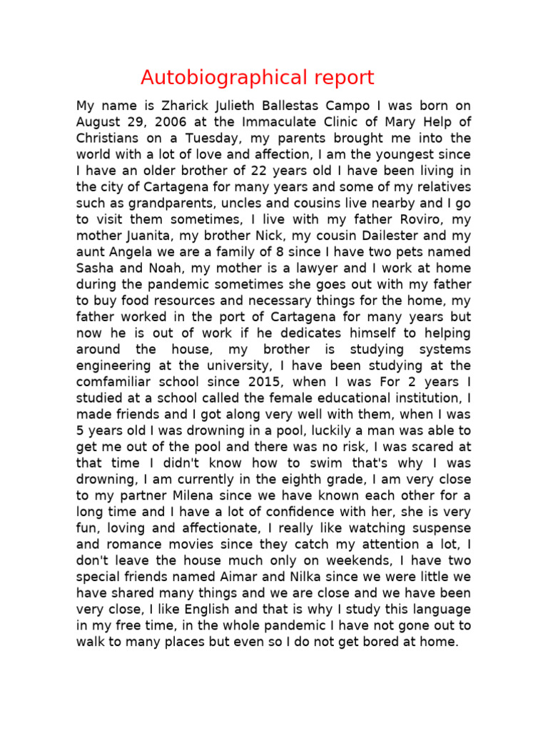 Autobiographical report | PDF