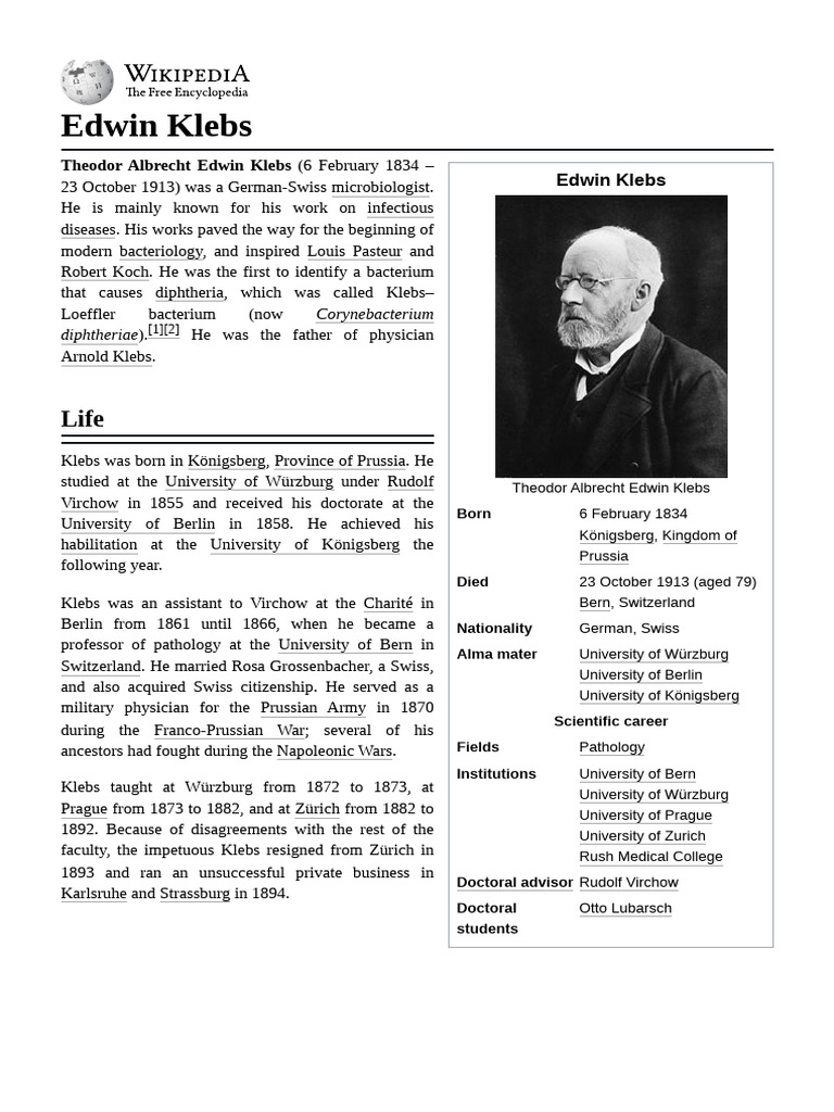 Edwin_Klebs | PDF | Microbiology