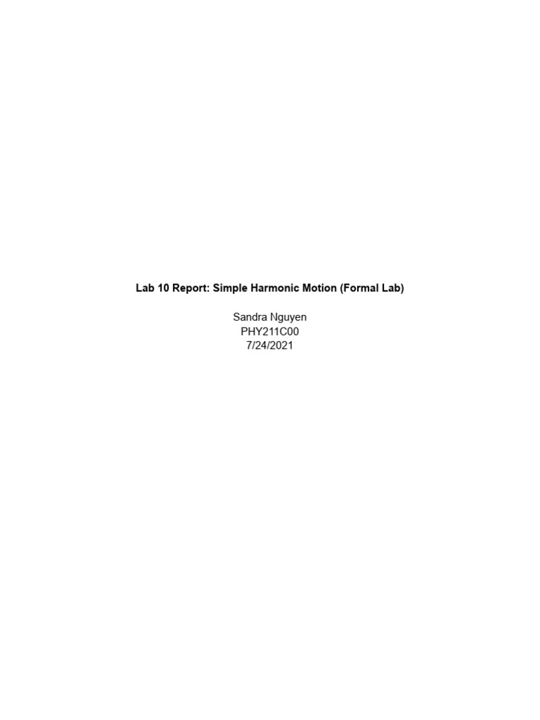 Simple Harmonic Motion Lab Report | PDF | Force | Pendulum