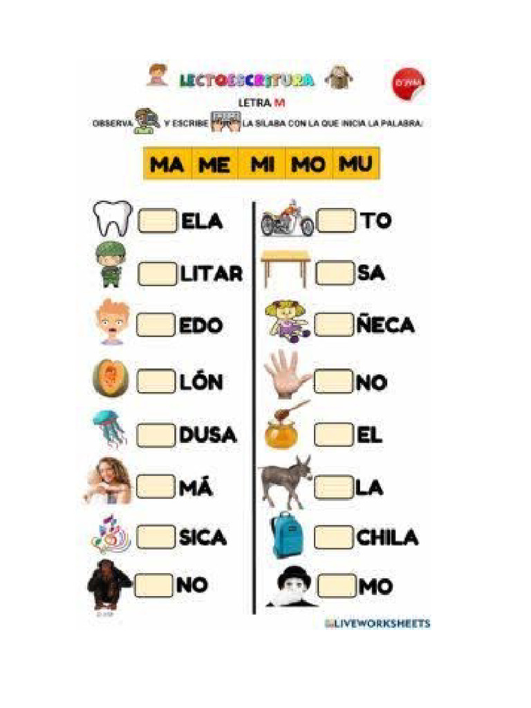 Actividades Fonemas M P L S D | PDF