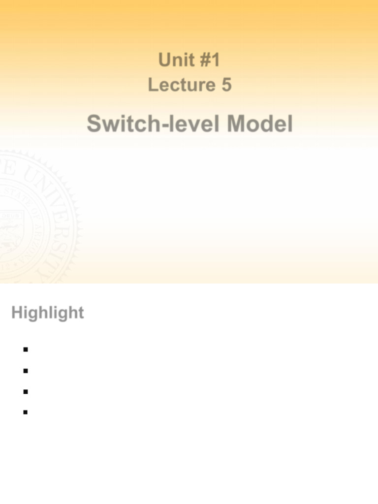 Lecture 5 - Switch-Level Model | PDF | Mosfet | Cmos