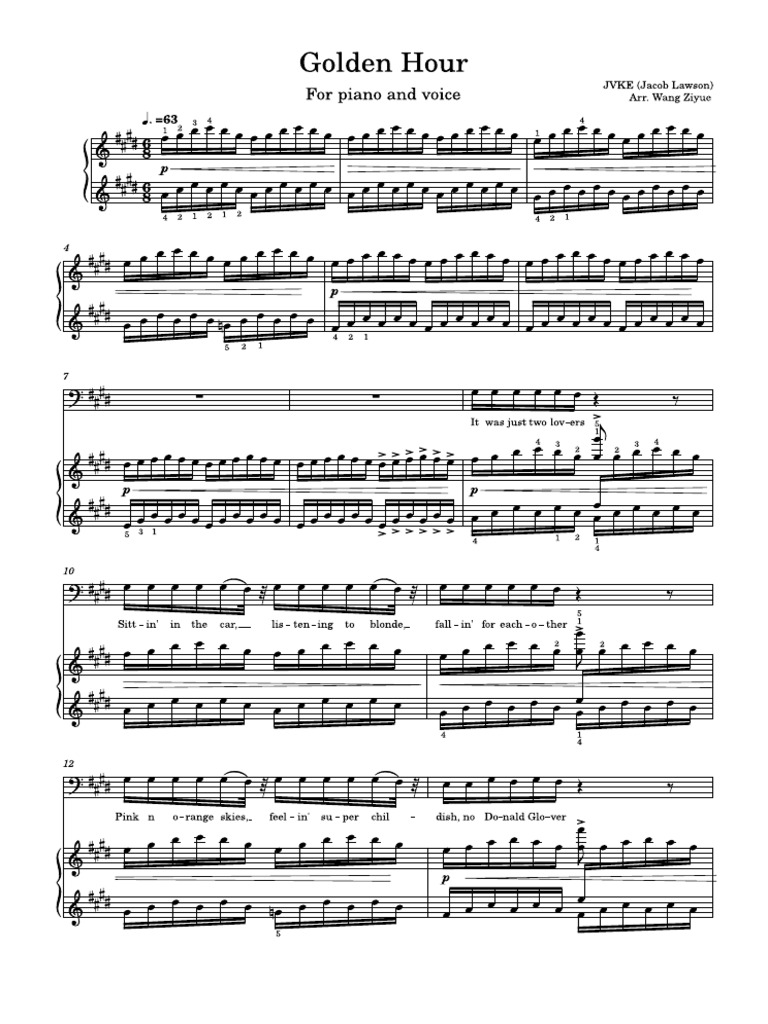 Golden Hour - JVKE Piano & Voice | PDF