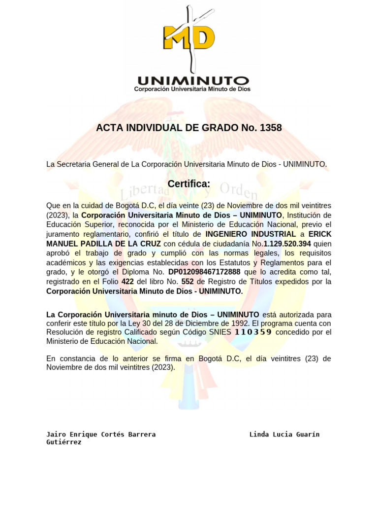 Acta Erick Manuel Padilla | PDF