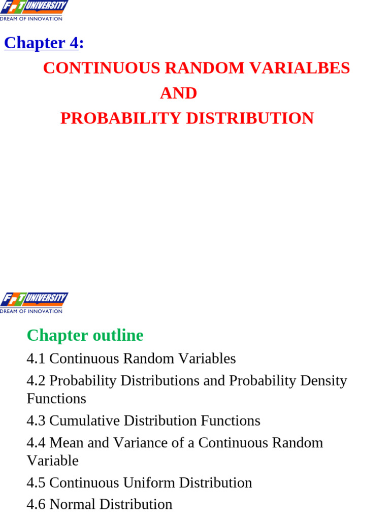 Chapter 4 - Continuous Radom Variables and Probability Distribution | PDF | Probability ...