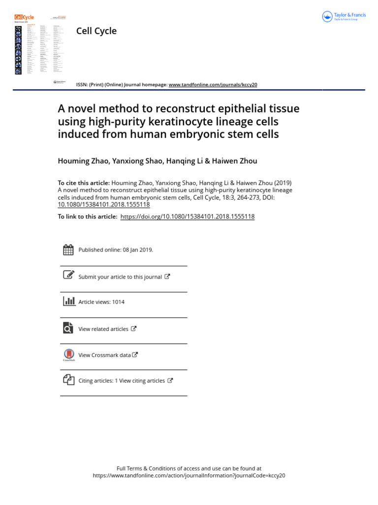 A Novel Method To Reconstruct Epithelial Tissue Using High-Purity Keratinocyte Lineage Cells ...