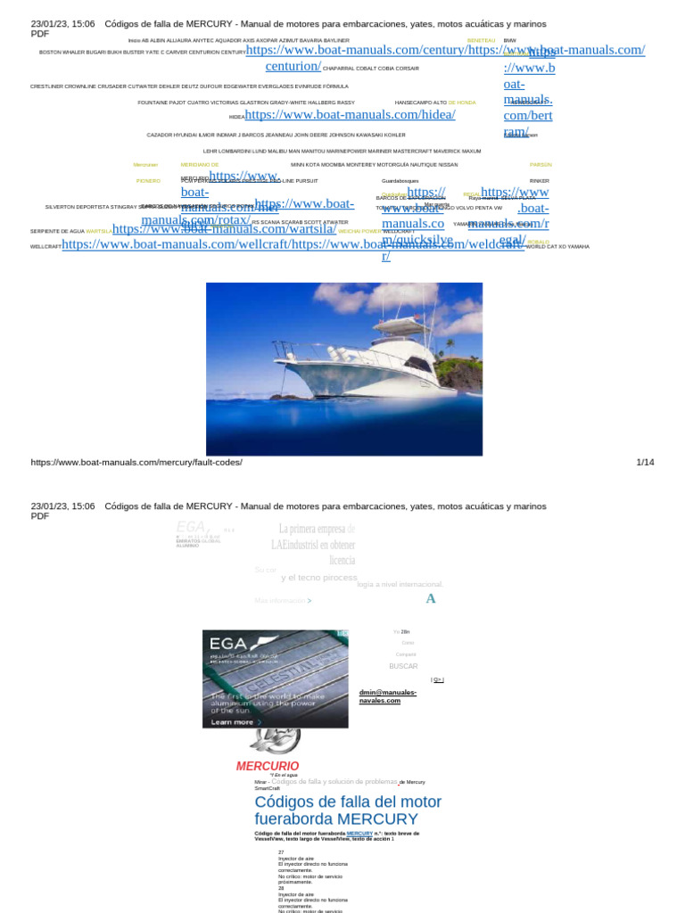 Códigos de Fallo MERCURY - Manual PDF de Barco, Yate, Moto de Agua y Motor Marino | PDF ...