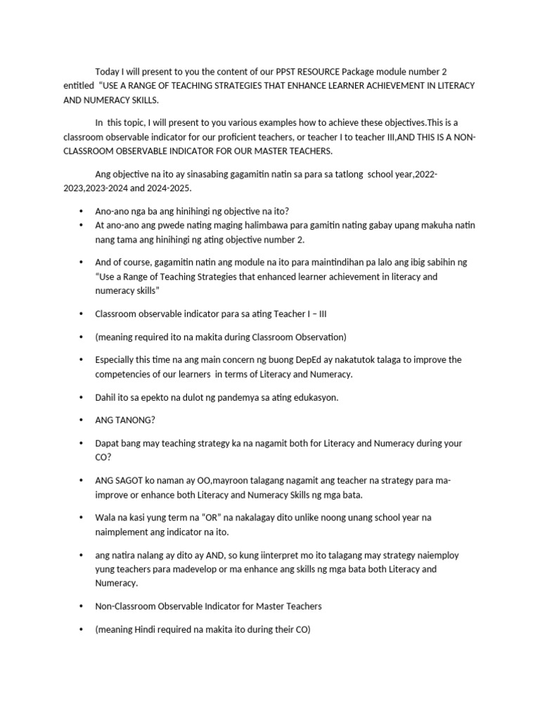 Module 2 PPST Package Notes | PDF