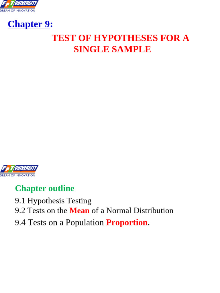 Chapter 9 - Test of Hypotheses For A Single Sample | PDF | Type I And ...