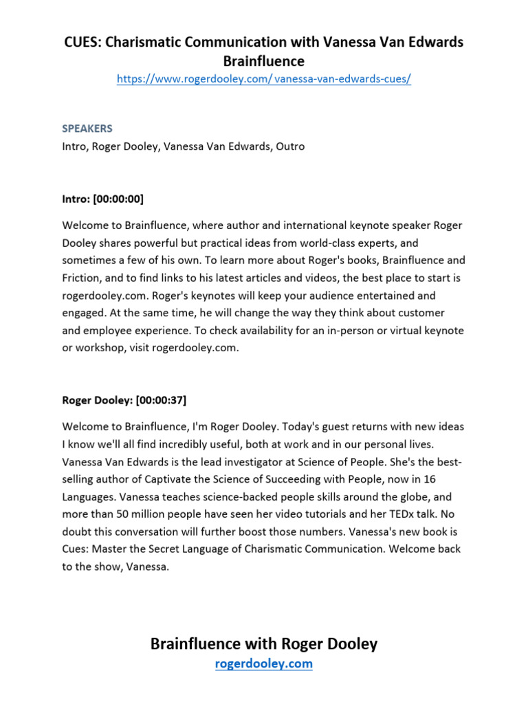 Cues - Vanessa Van Edwards | PDF | Nonverbal Communication | Gesture