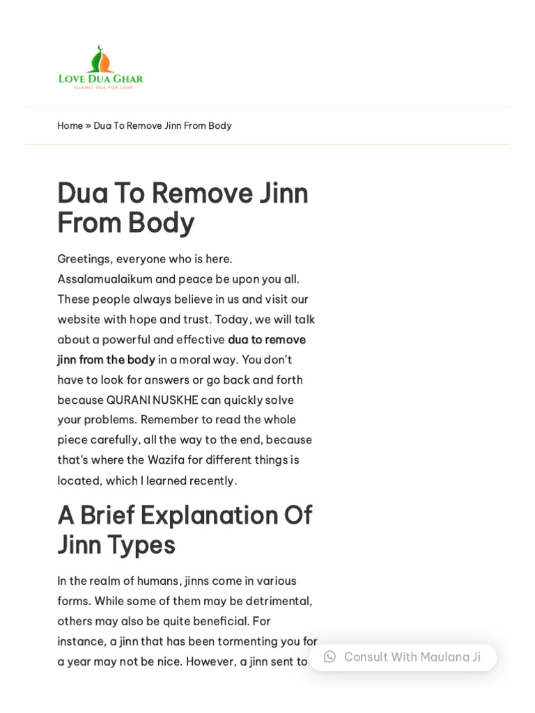 Dua To Remove Jinn From Body - Love Dua Ghar | PDF | Jinn | Religious ...