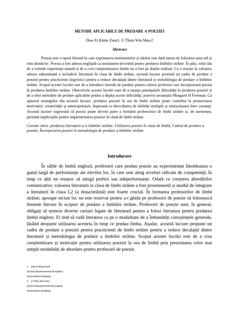 Metode de Predare Aplicabile A Poeziei | PDF