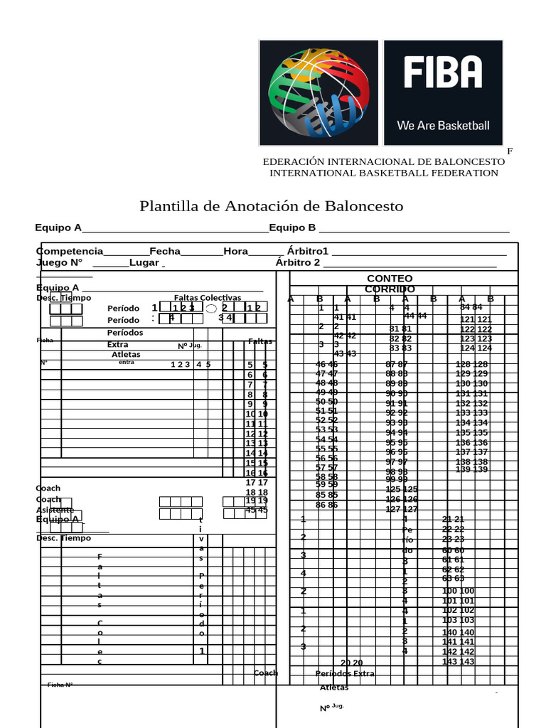 Plantilla de Anotación de Baloncesto | PDF