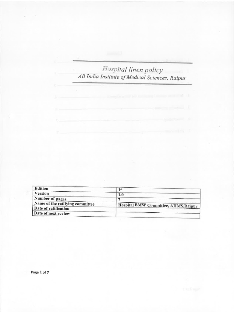 12 - F Hospital Linen Policy | PDF