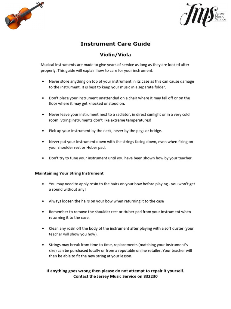 Violin Viola Care Guide | PDF