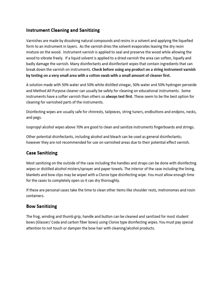 Instrument Cleaning and Sanitizing Guide | PDF | Varnish | Disinfectant