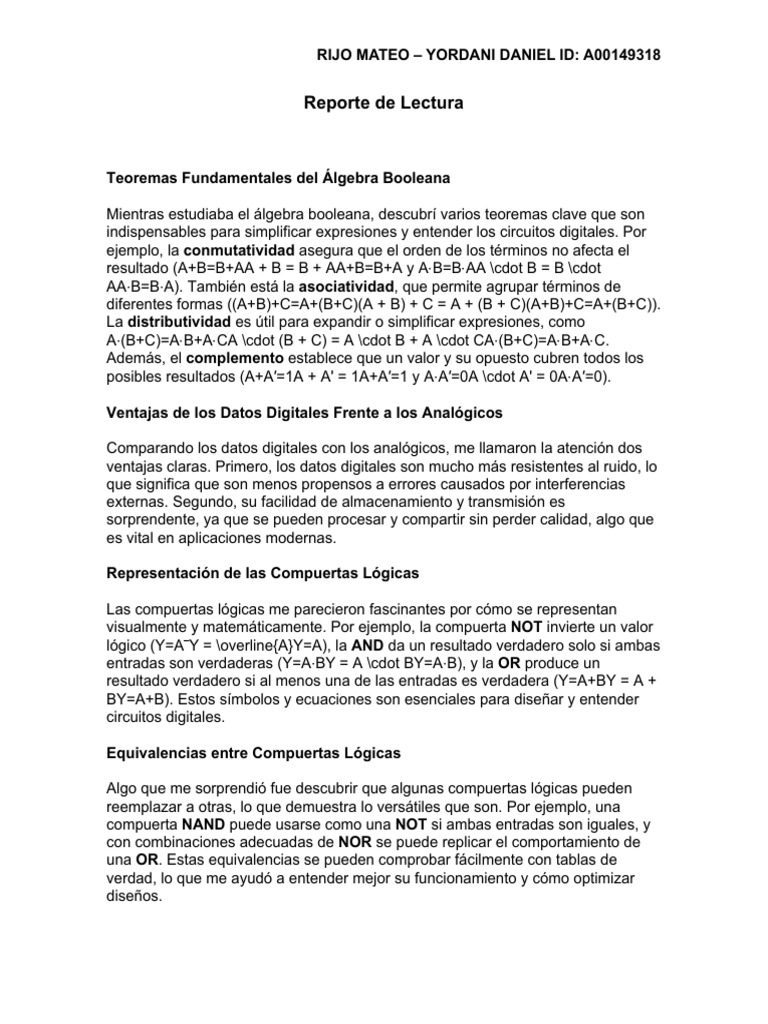 Álgebra Booleana y Compuertas Lógicas | PDF