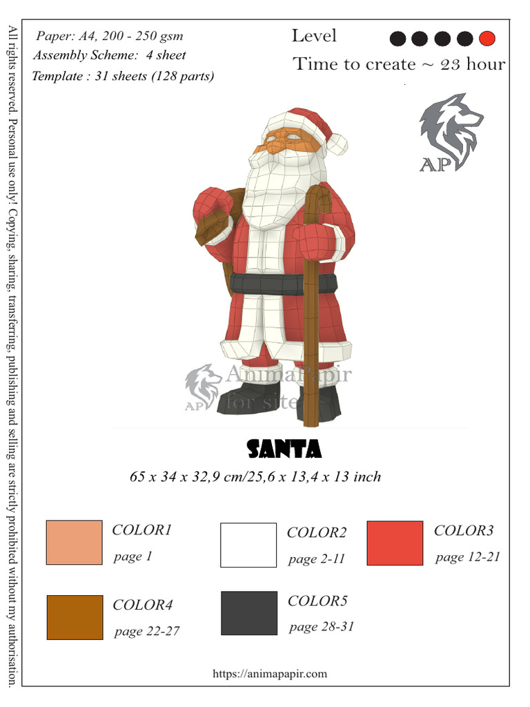 Santa Claus Paper Model Instructions | PDF | Publishing | Graphic Design