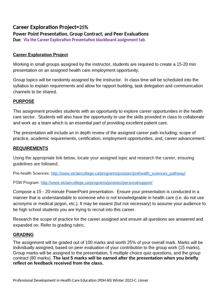 23WCareer Exploration Group Project | PDF | Multiple Choice