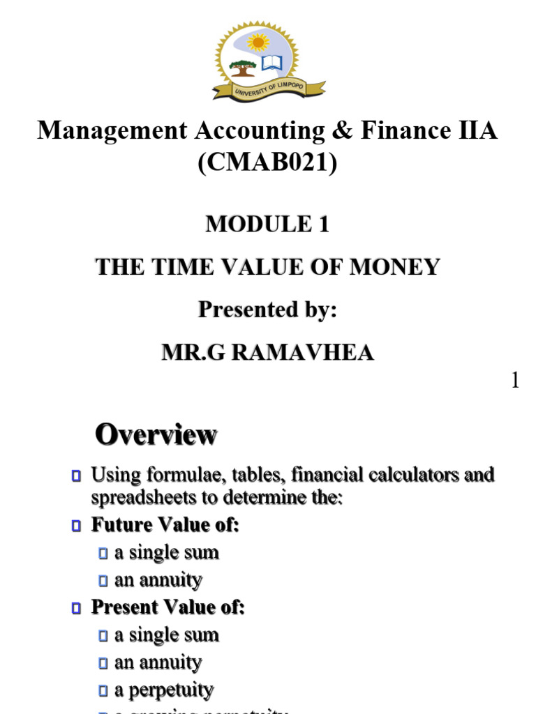 Module 01 TVM Slide 2025 | PDF | Bonds (Finance) | Present Value
