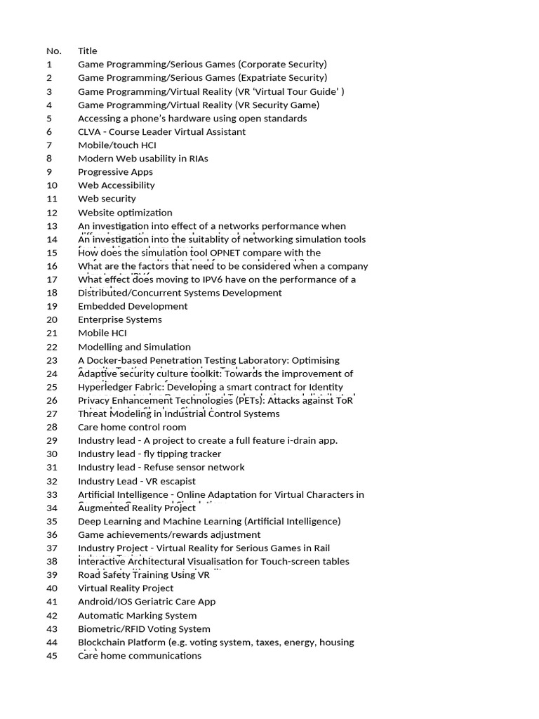 Comprehensive Tech Project List | PDF | Security | Computer Security