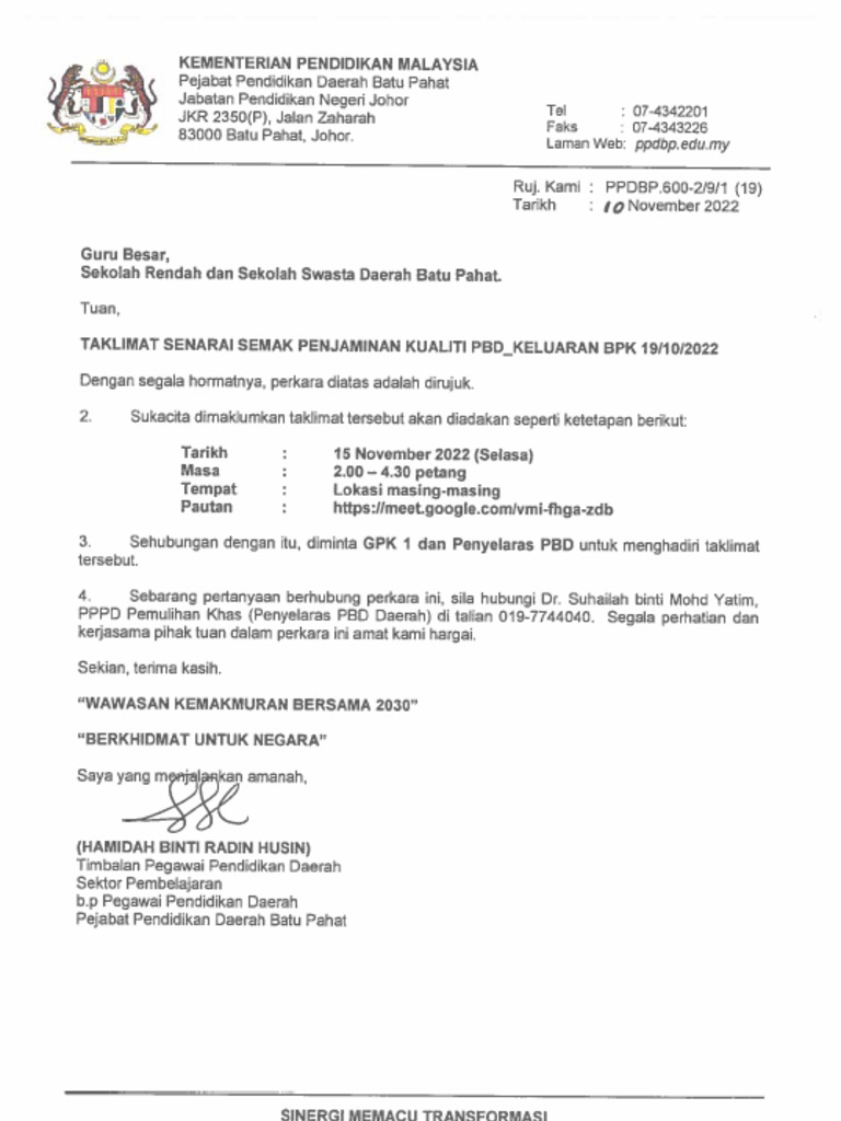 Taklimat Senarai Semak Penjaminan Kualiti Pbd | PDF