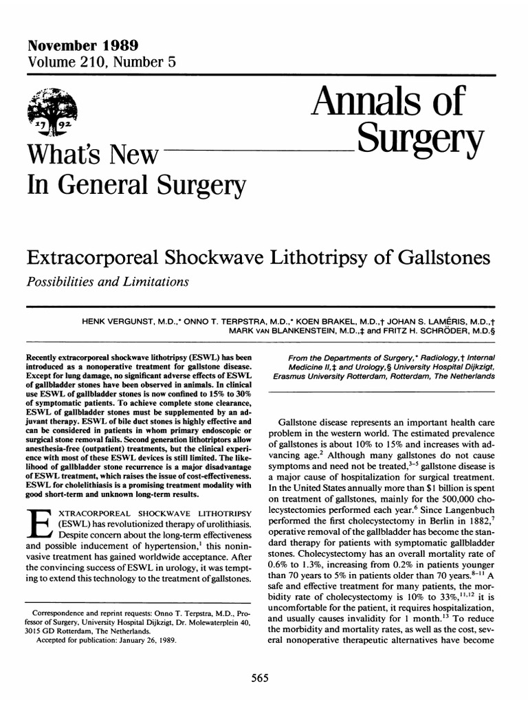 Lithotripsy of Gallstones | PDF | Bile | Gallbladder