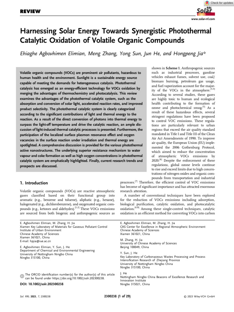 Solar RRL - 2023 - Agbovhimen Elimian - Harnessing Solar Energy Towards ...